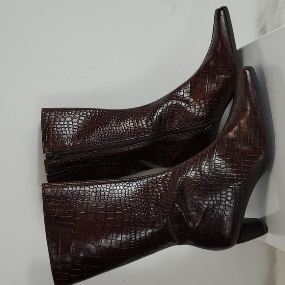 Naturalizer | Shoes | Naturalizer Leather Croc Calf High Boots | Poshmark